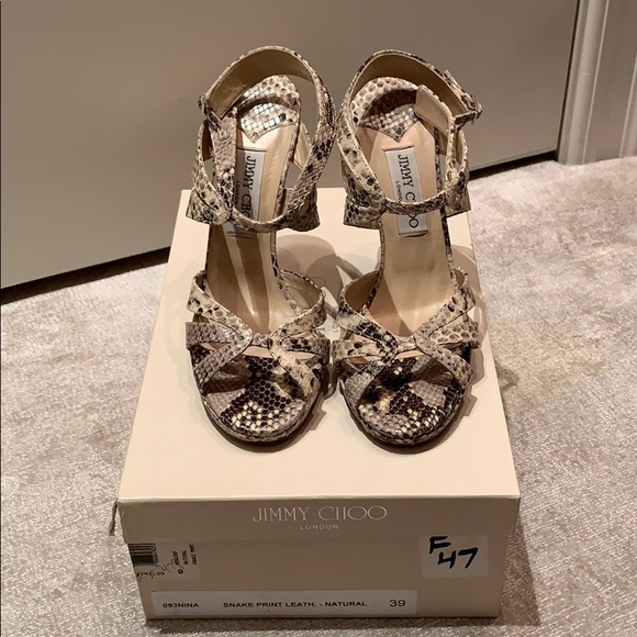 Jimmy Choo | Shoes | Jimmy Choo Snake Print Leather Heel | Poshmark